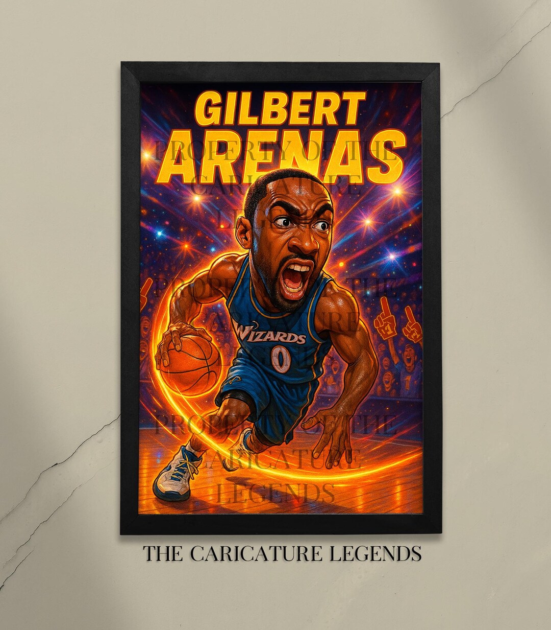 Gilbert Arenas Caricature Poster – Funny Basketball Wall Art, NBA Star ...