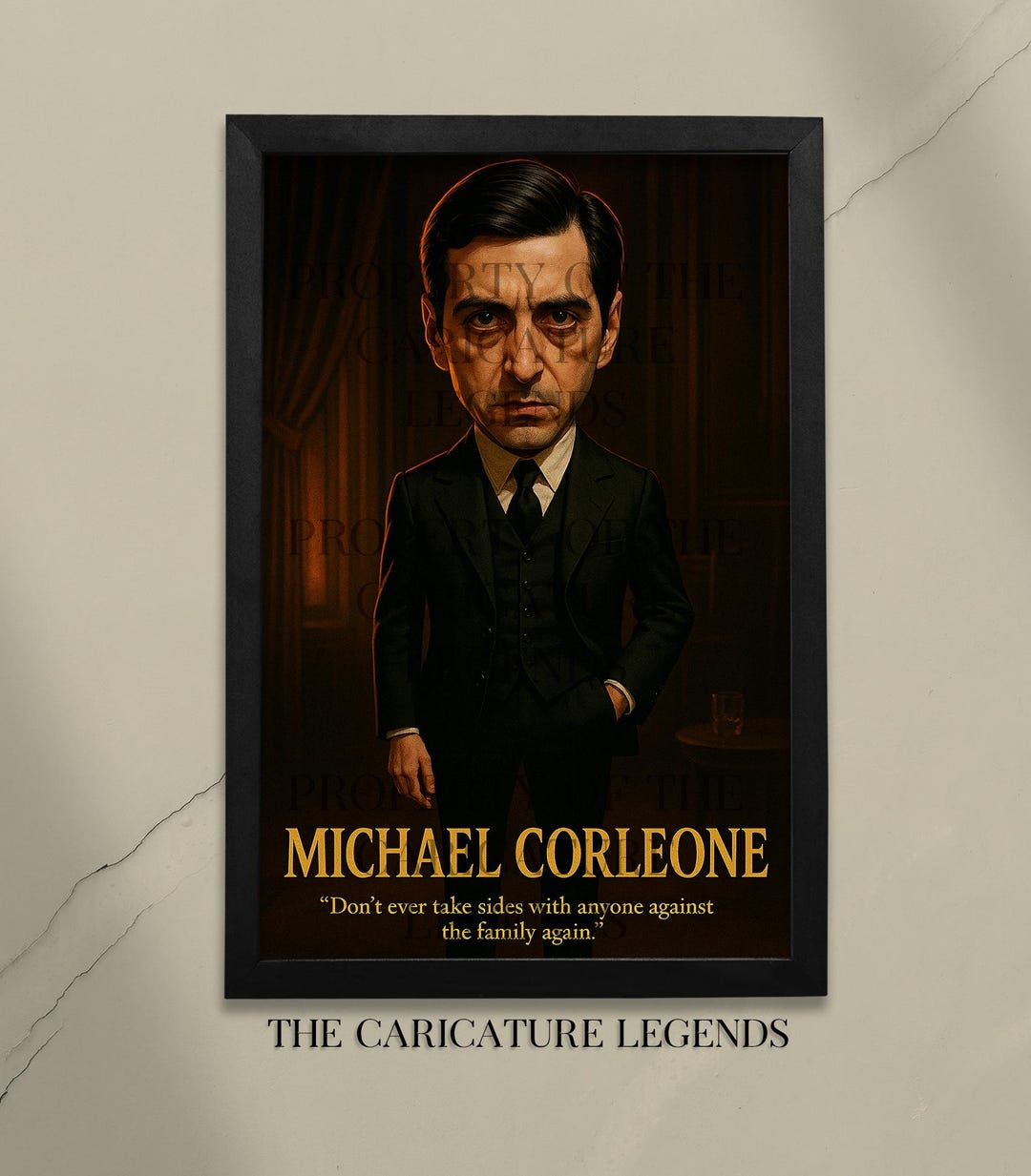 Michael Corleone Caricature Poster – Crime Drama Fan Art Canvas Print ...