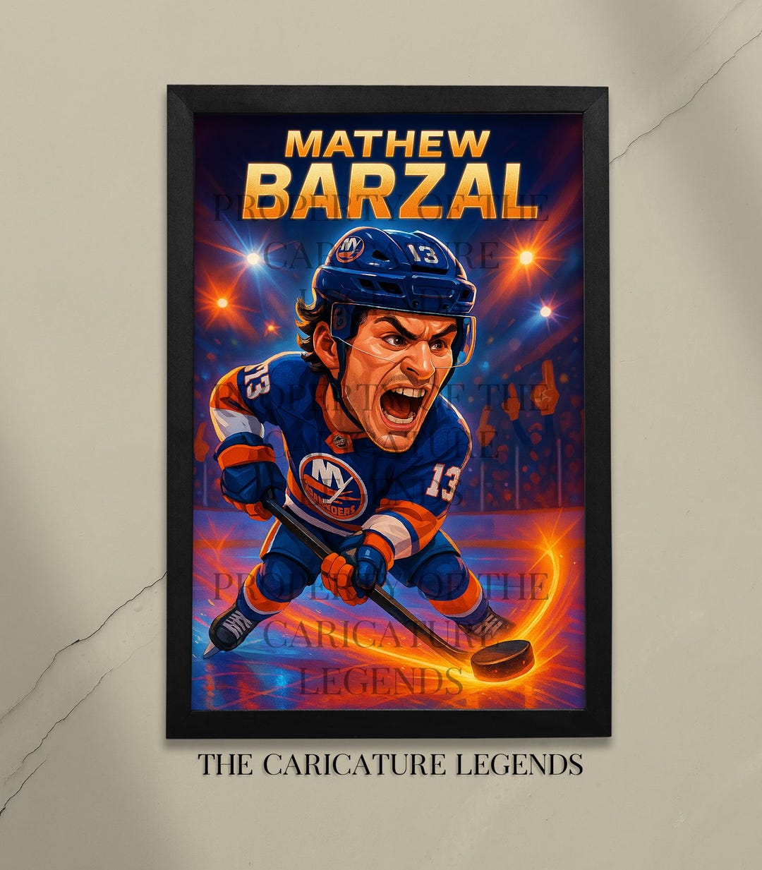 Mat Barzal Caricature Poster – Hockey Star Fan Art Canvas Print for Men ...
