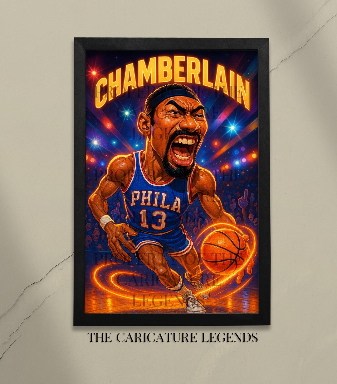 Wilt Chamberlain Caricature Poster, Funny Basketball Wall Art, NBA ...