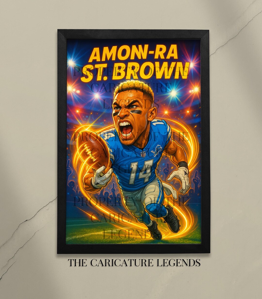 Amon-ra St. Brown Caricature Poster – Funny Football Wall Art, NFL WR ...