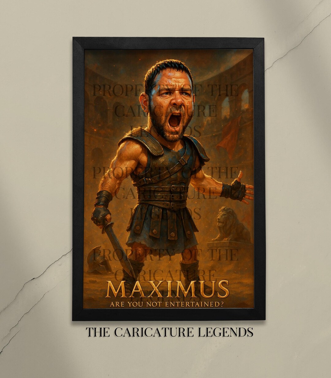 Maximus Caricature Poster – Fictional Warrior Hero Fan Art Canvas Print ...