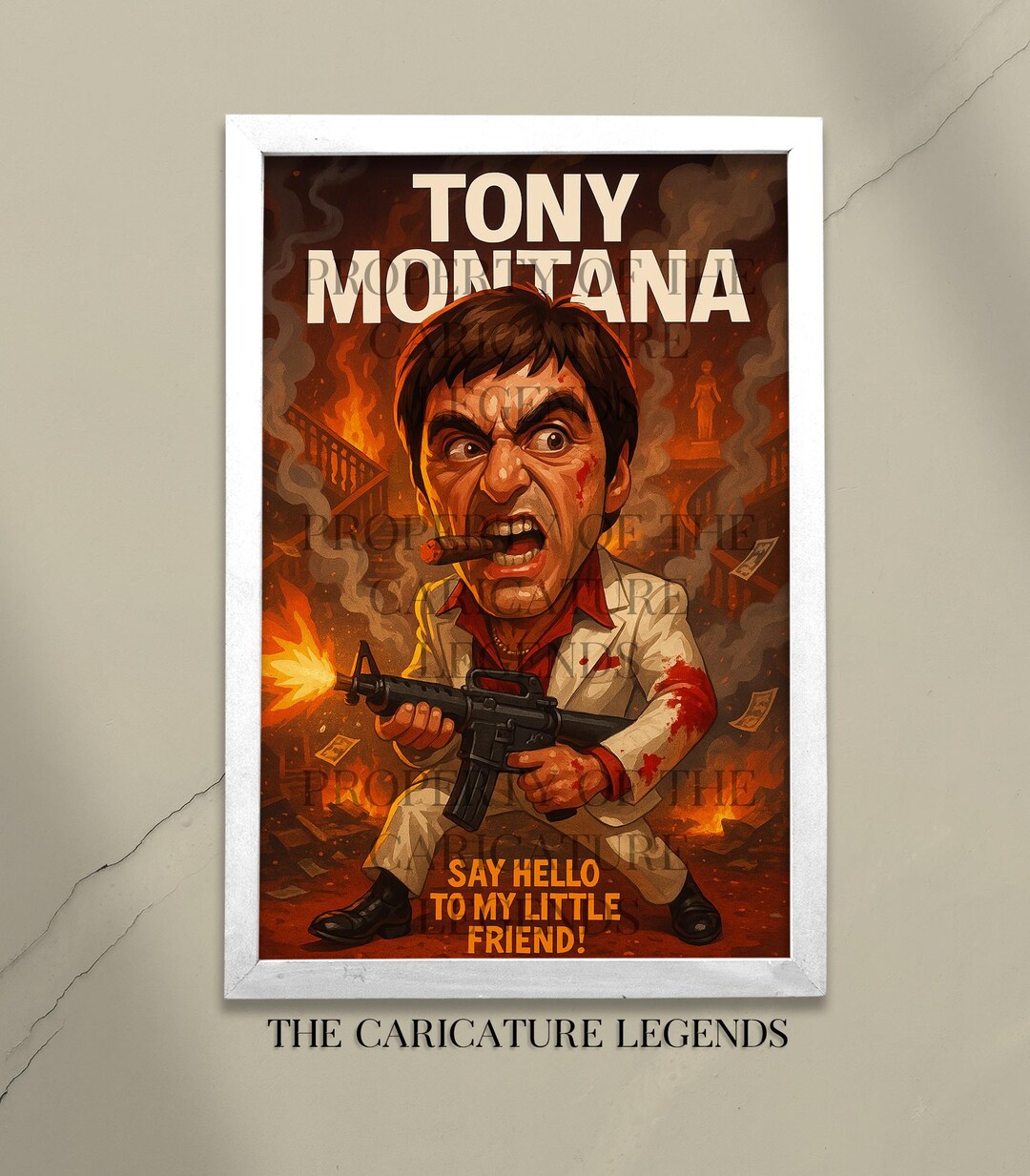 Tony Montana Caricature Poster – Fan Art Wall Print, “say Hello to My ...