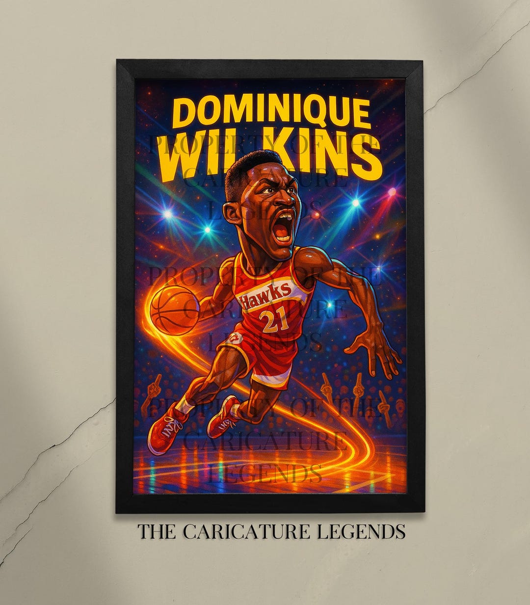 Dominique Wilkins Caricature Poster, Funny Basketball Wall Art, NBA ...