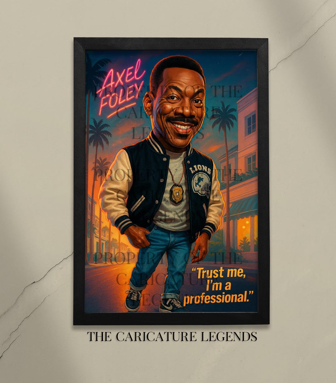 Axel Foley Caricature Poster – Fictional Detective Fan Art Canvas Print ...