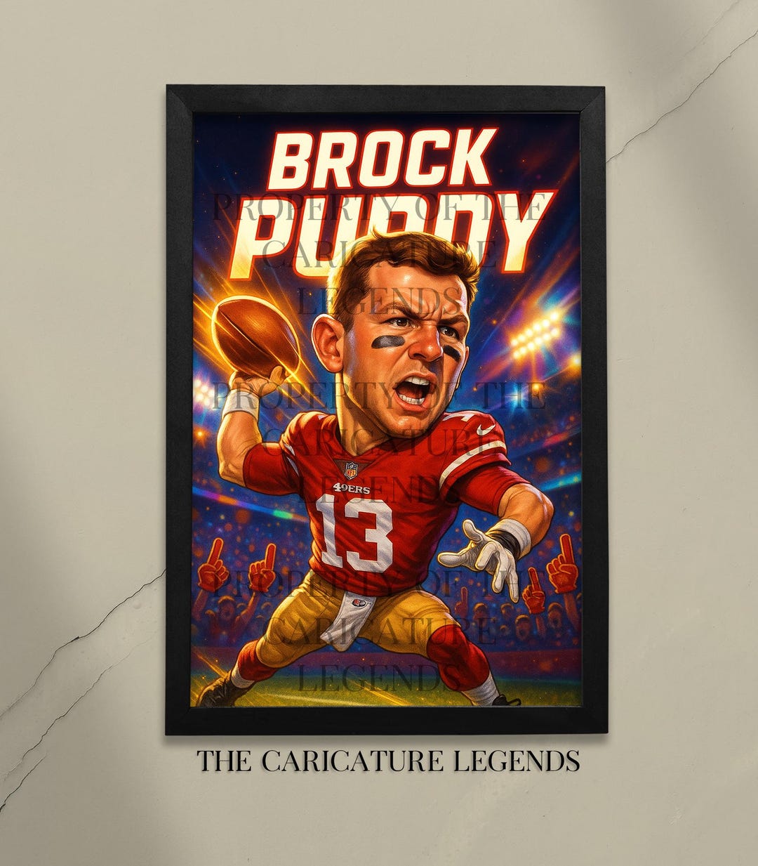 Brock Purdy Caricature Poster – Funny Football Wall Art, NFL QB Canvas ...