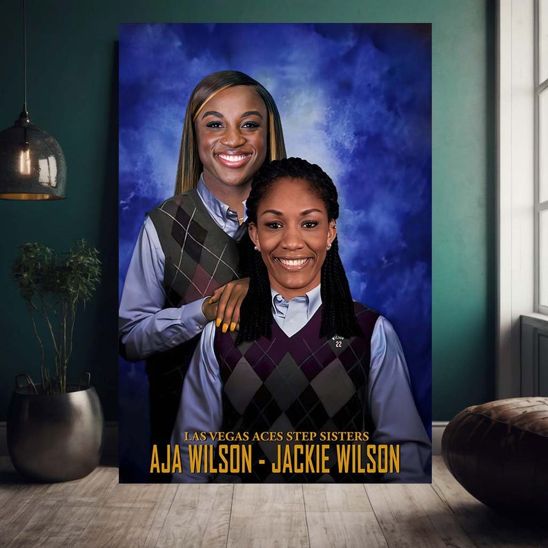 Step Sister Aja Wilson Jackie Young Las Vegas Aces Poster Vintage ...
