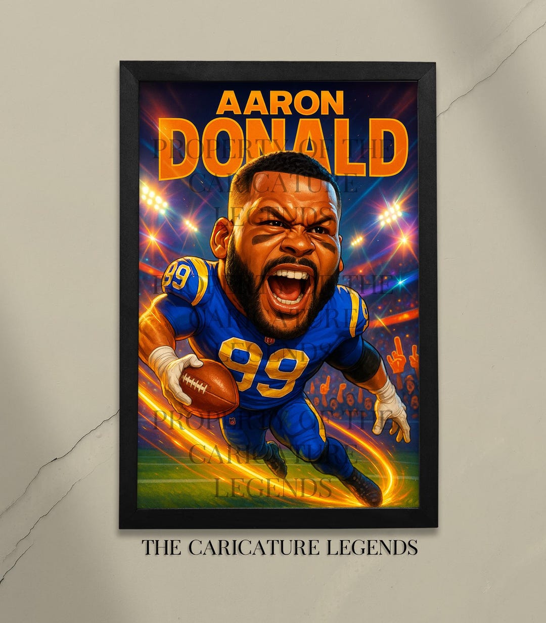 Aaron Donald Caricature Poster – Funny Football Wall Art, NFL Defensive ...