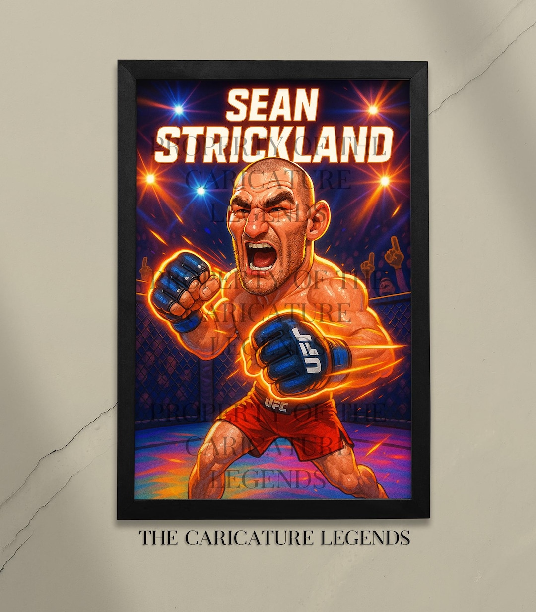 Sean Strickland Caricature Poster – MMA Fighter Fan Art Canvas Print ...