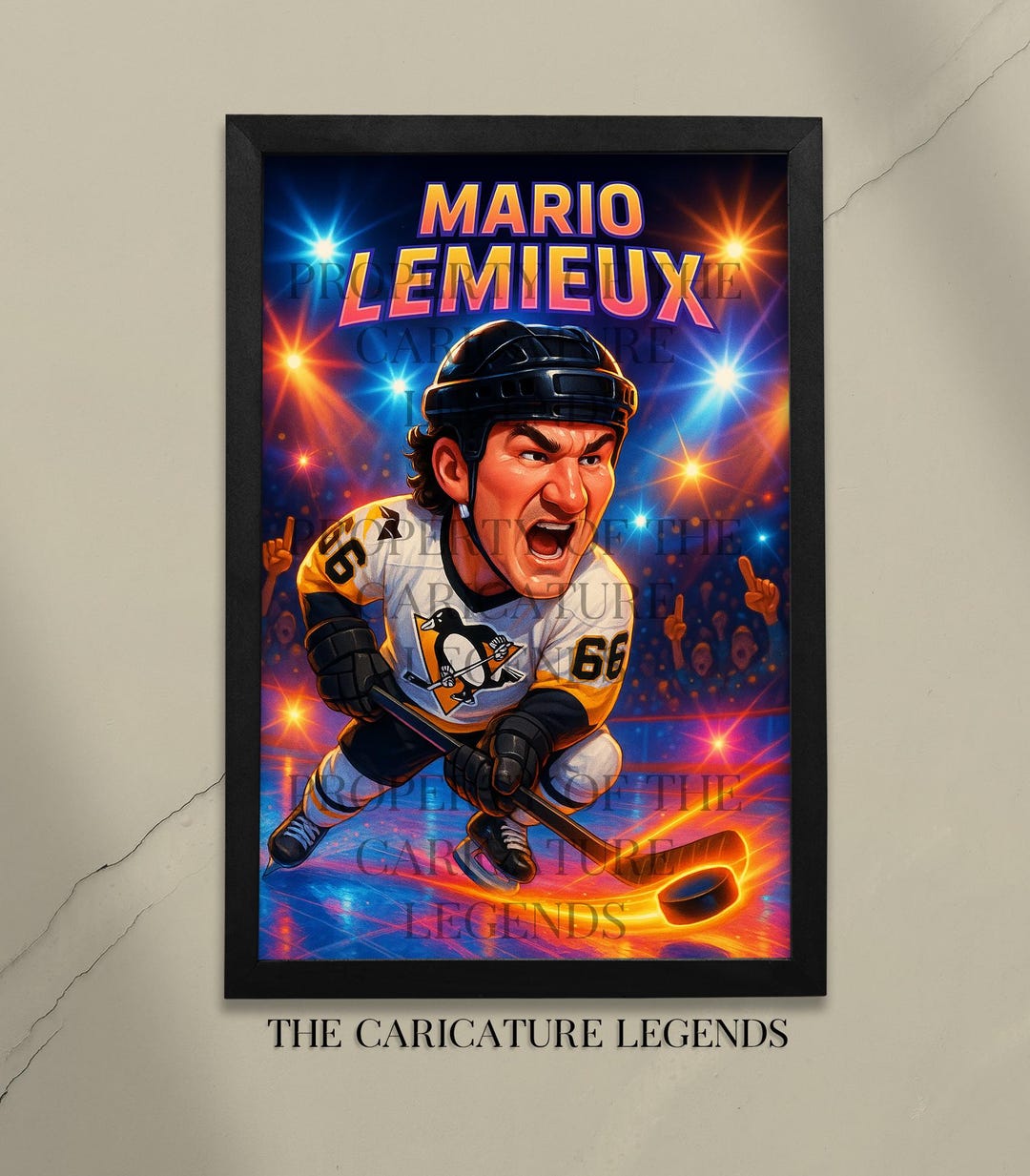 Mario Lemieux Poster Caricature Poster Hockey Legend Fan Art Canvas ...