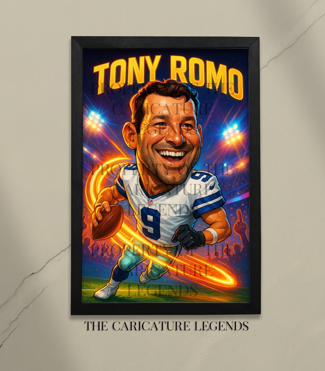 Tony Romo Caricature Poster – Funny Football Wall Art, NFL QB Legend ...