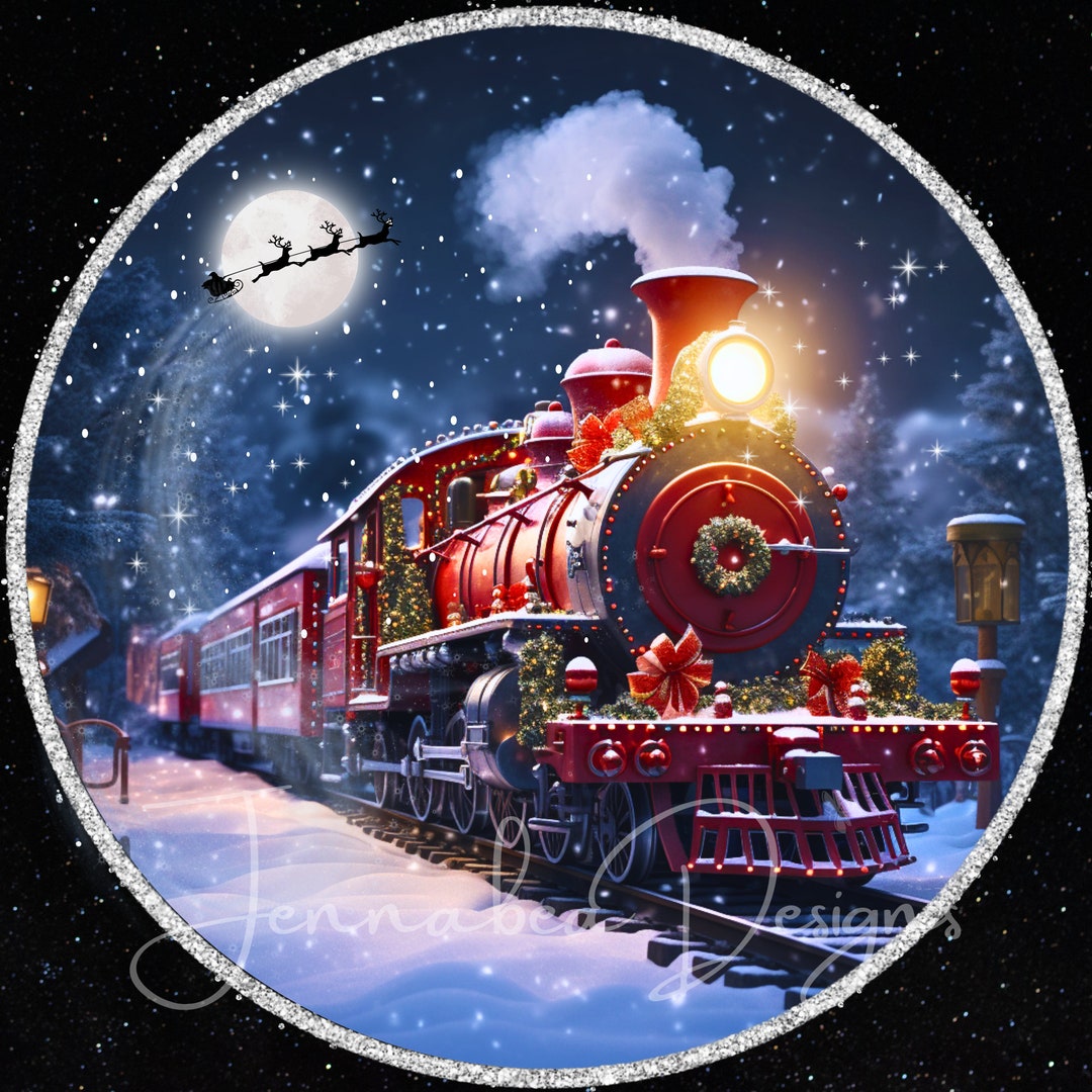 North Pole Bound, Christmas Train, Seasonal, Holiday, Wreath Sign ...
