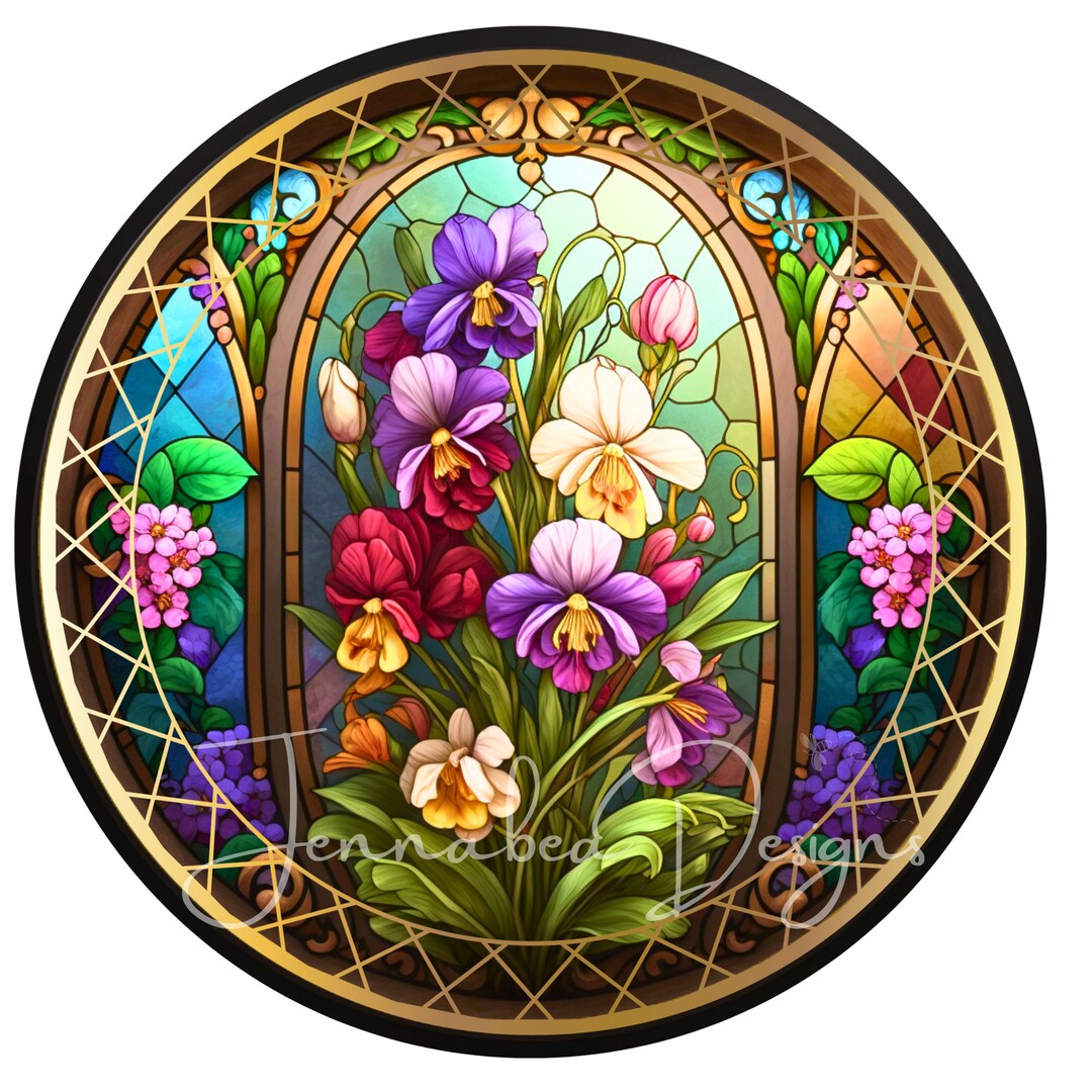 Wreath Sign Design, Pansies, Round, Sublimation, Png-digital Download ...