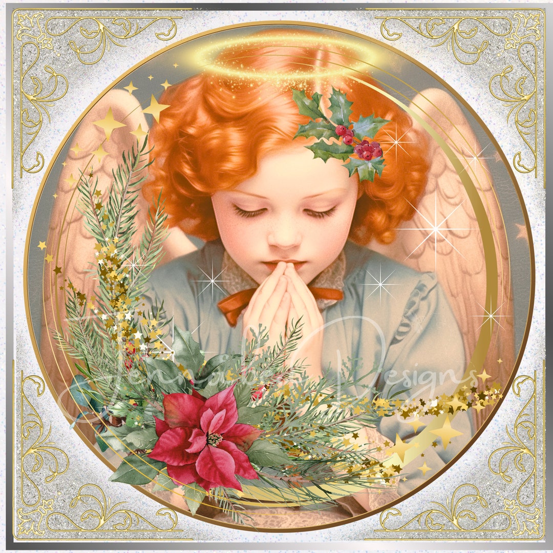 Christmas Angel, Wreath Sign Design, Square or Round, Holiday and ...