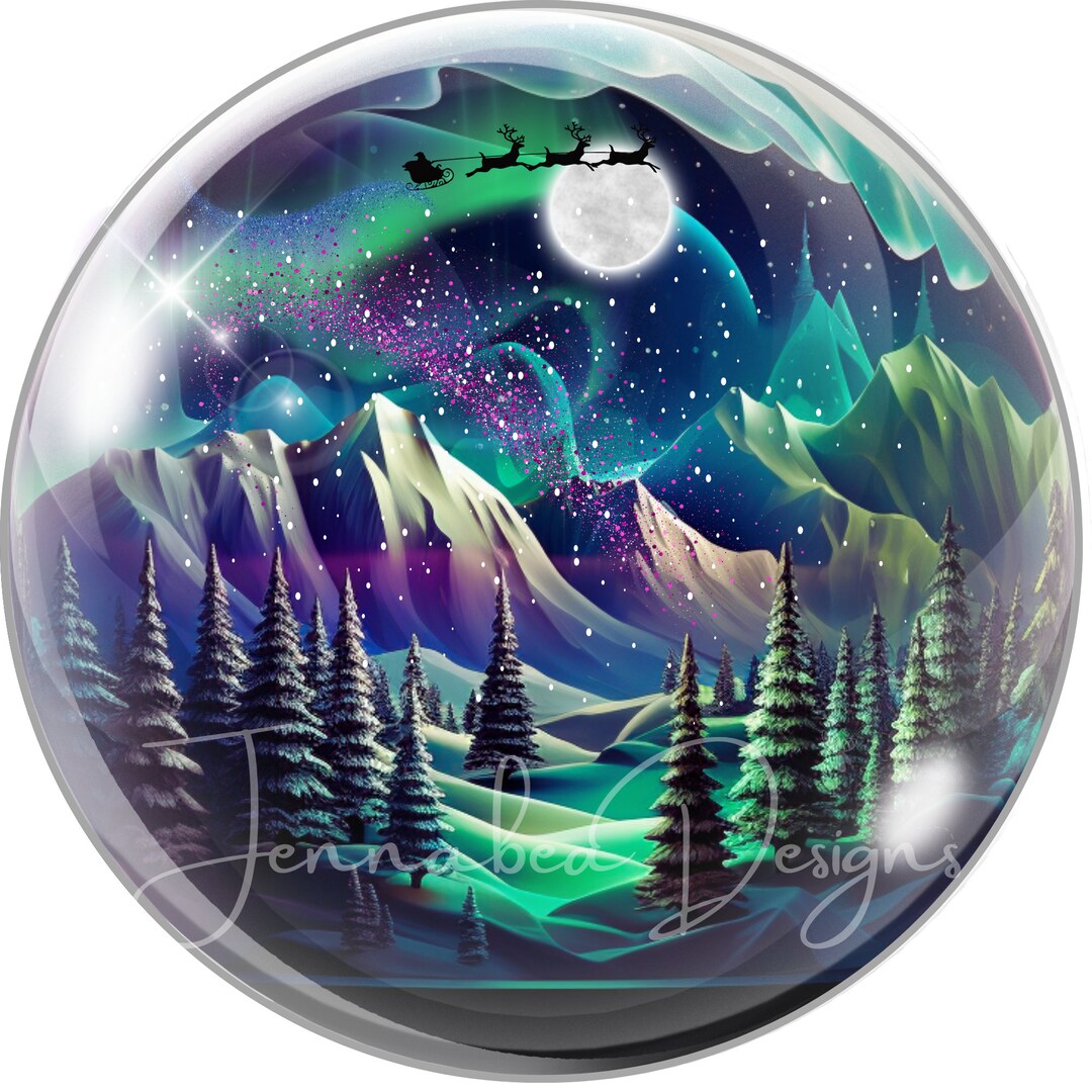 End of Shift, Santa, Reindeer, Aurora, Northern Lights, Water Globe ...