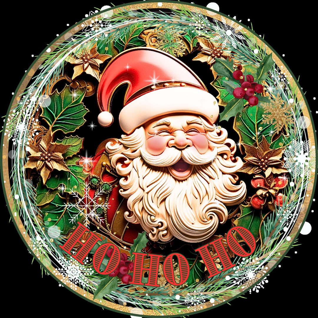 Ho Ho Ho, Santa, Christmas, Seasonal, Wreath Sign Design, Sublimation ...