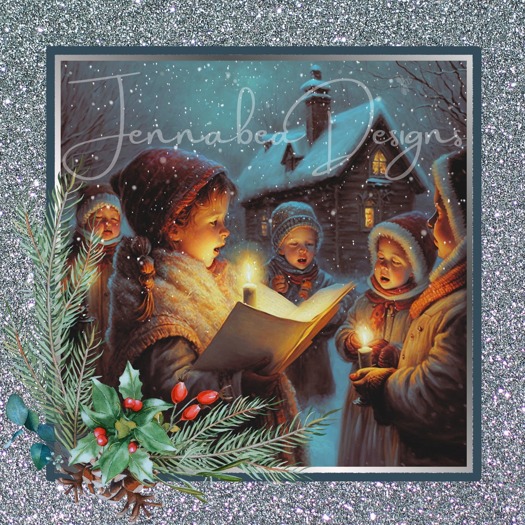 Caroling, Victorian Christmas, Wassailing, Wreath Sign Design, Square ...