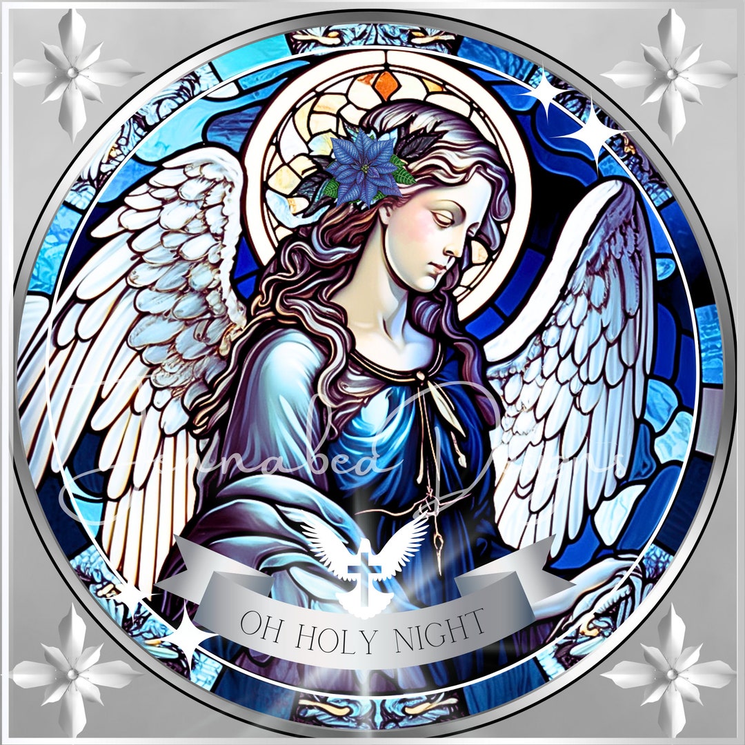 Oh Holy Night, Angel, Faux Stained Glass Design, Seasonal, Christmas ...