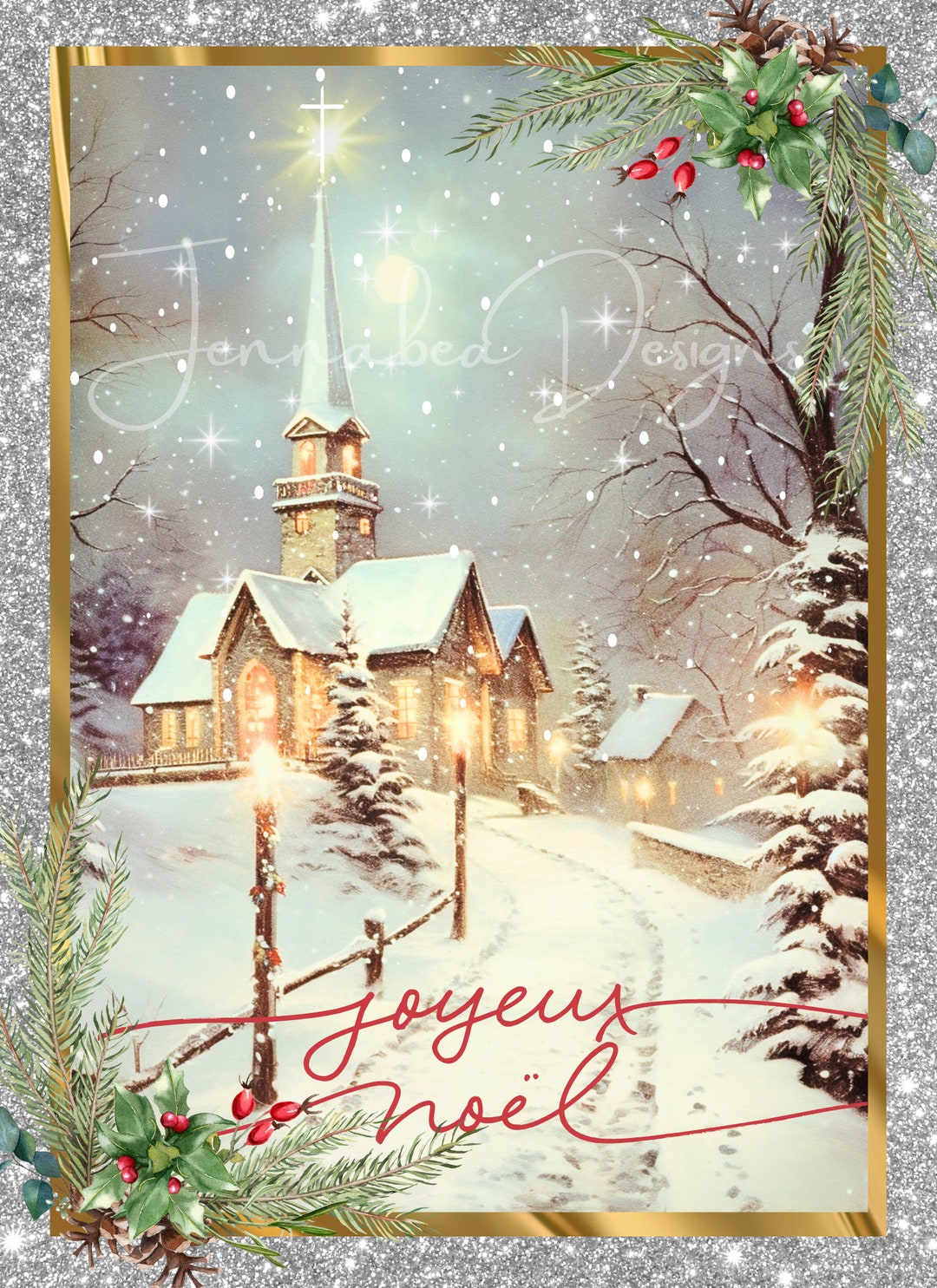 Christmas Eve, Church in Snow, Rectangular, 11x8, Seasonal, Sign Design ...