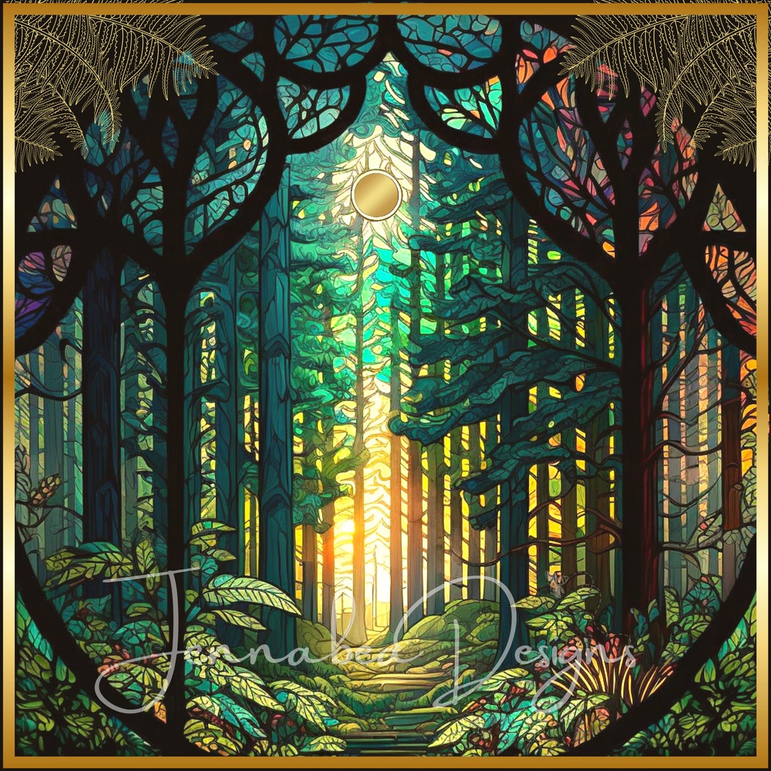 Faux Stained Glass, Wreath Sign Design, Sublimation Design, Fern Canyon ...