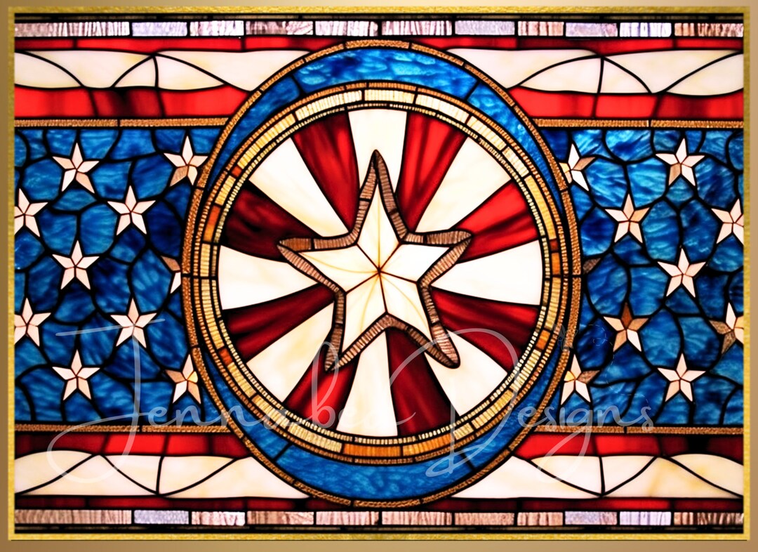 Patriotism, Red White Blue, America, Faux Stained Glass, Sign Design ...