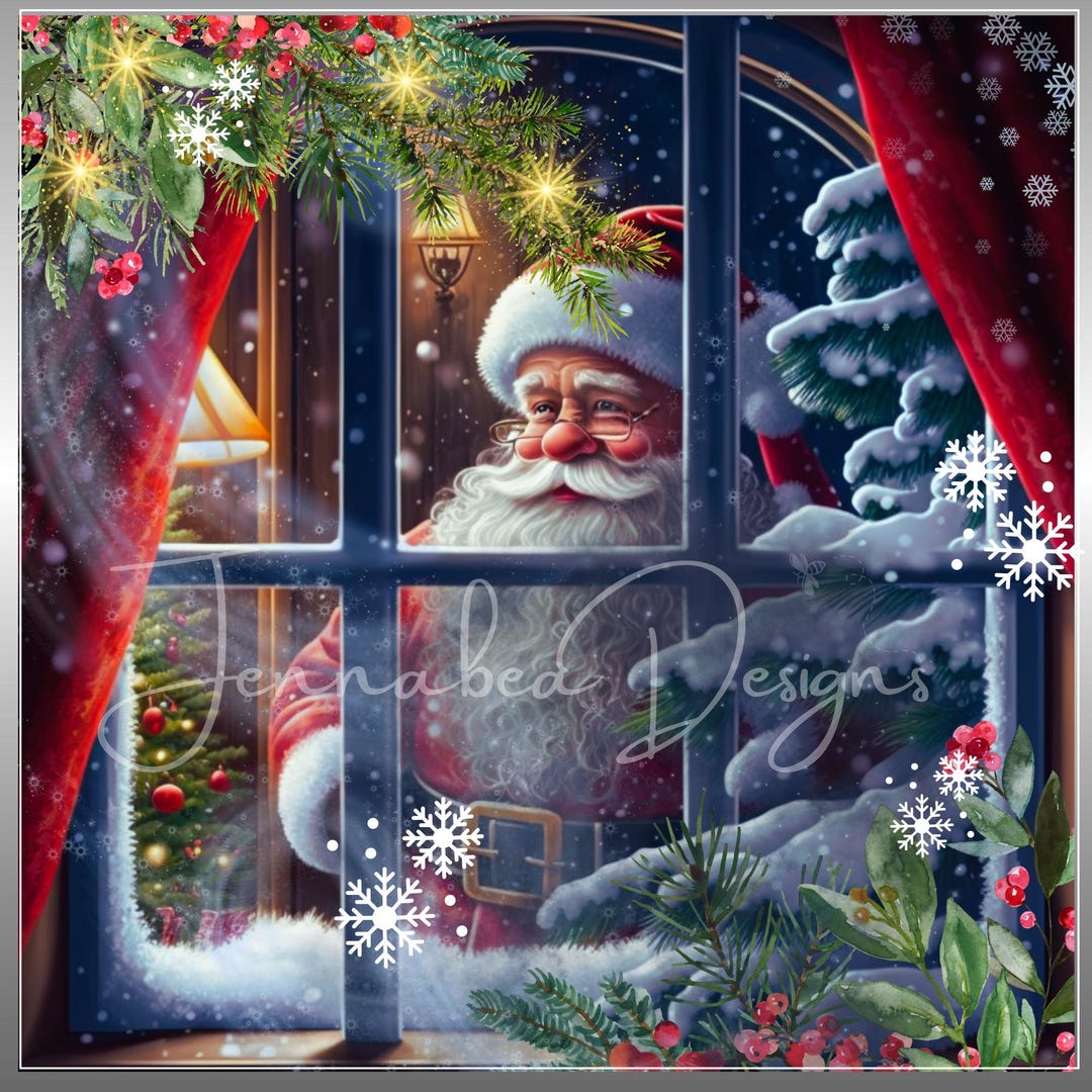 Santa, Square Design, Wreath Sign Design, PNG, Sublimation Design ...