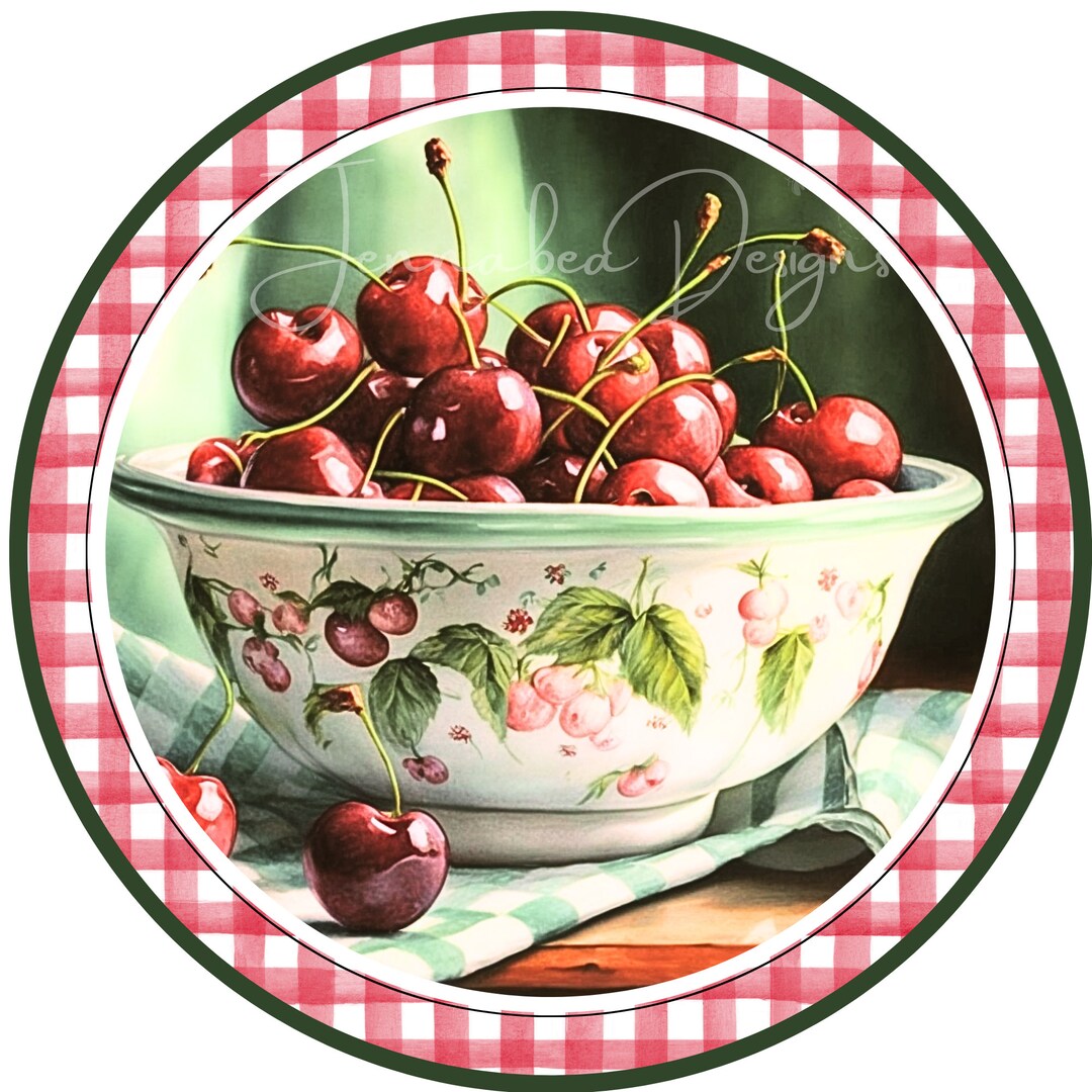 Wreath Sign Design, Summer Cherries, Sublimation Design, Png-digital ...