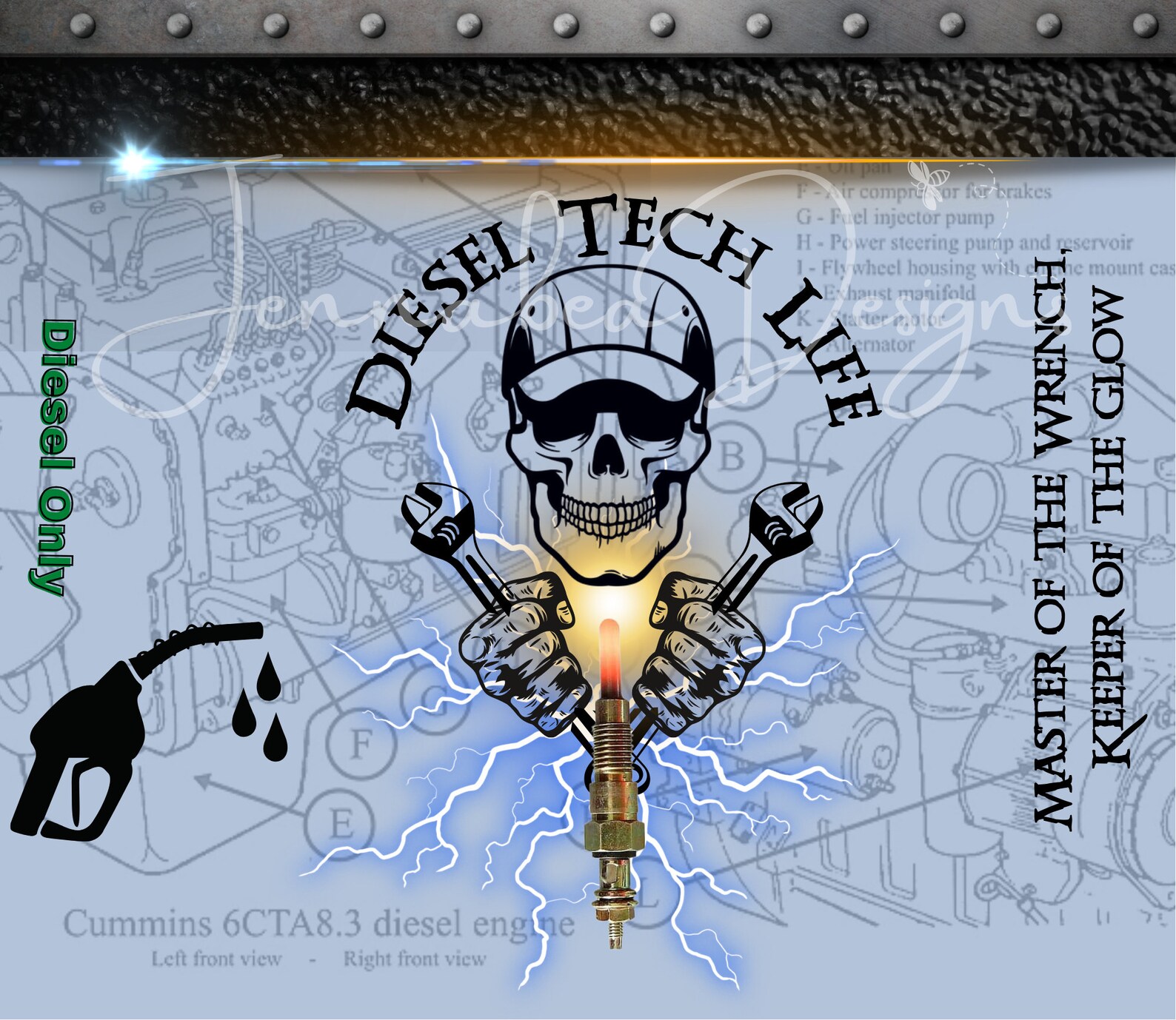 Diesel Tech Mechanic Wrap-sublimation-png 20 Oz Skinny Straight Tumbler ...
