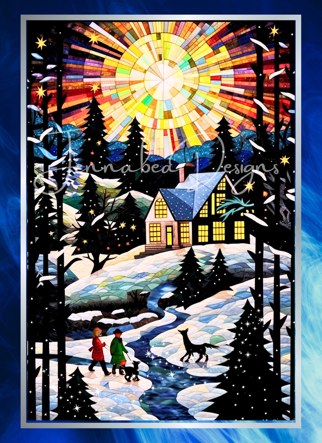 Christmas, Faux Stained Glass, Rectangle, 8x11, Wreath Sign Design ...