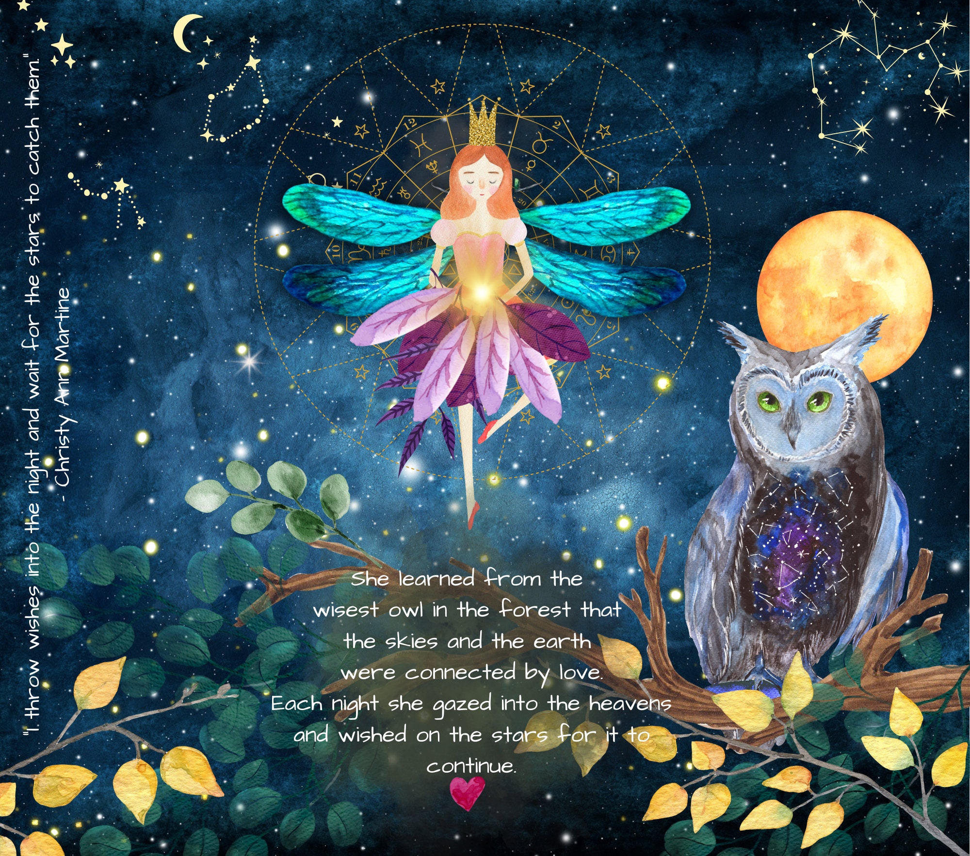 Owl Fairy Tumbler Wrap, PNG, Sublimation, Fairies Design, 20 Oz Skinny ...