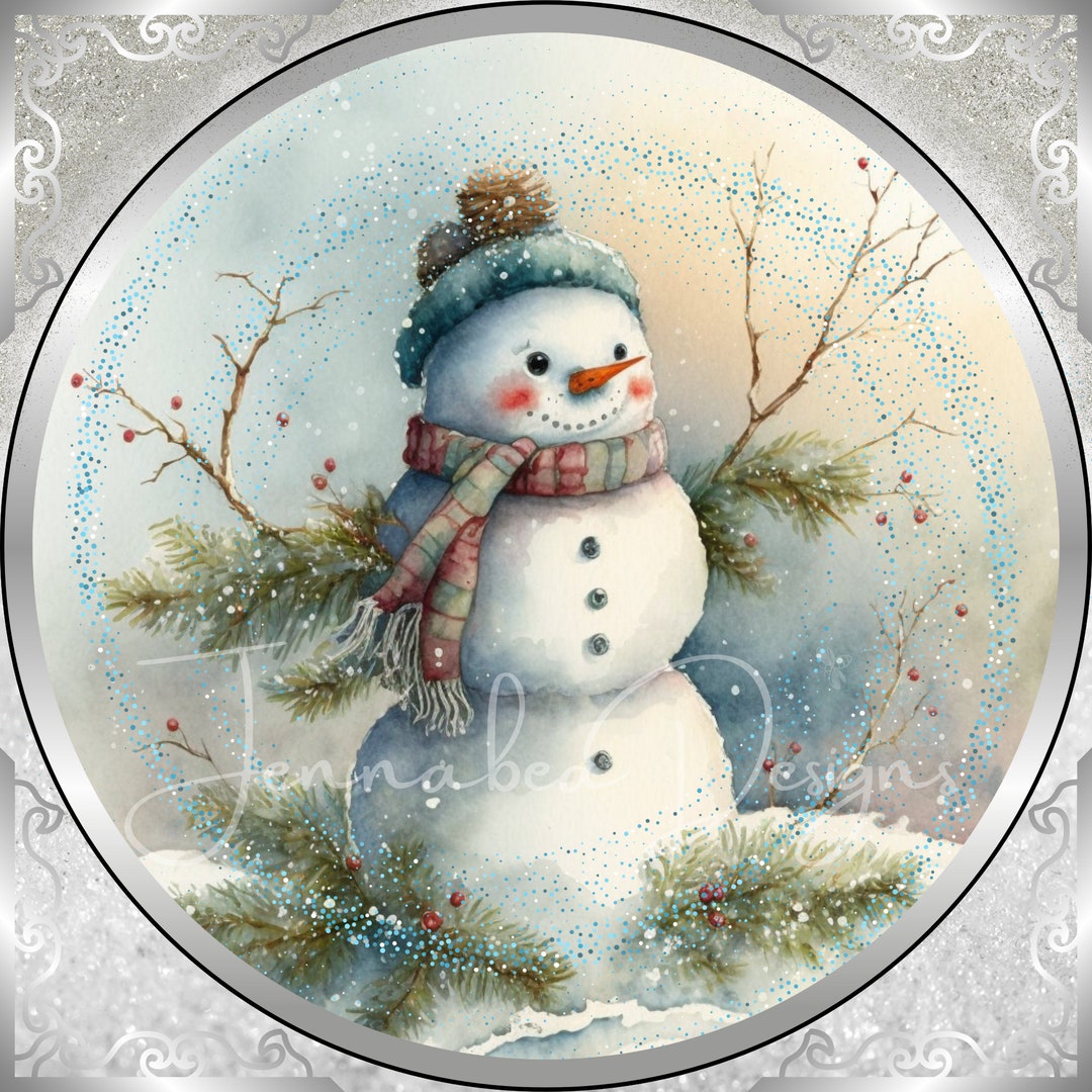 Snowman, Round Square Design, Wreath Sign Design, Sublimation, PNG ...