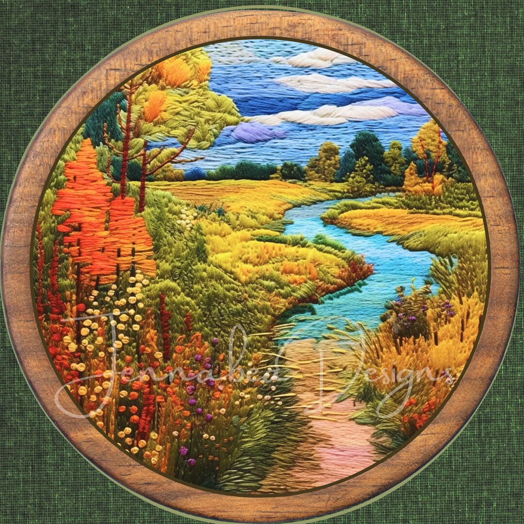 Meandering Meadows, Faux Embroidery, Sublimation Design, Fall, Seasonal ...