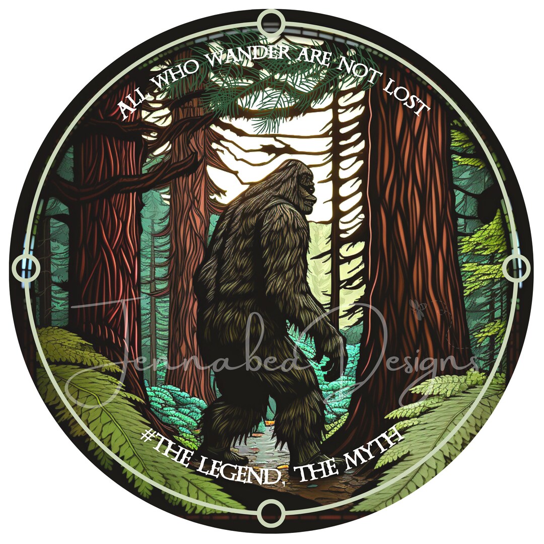 Faux Stained Glass, Bigfoot, Sasquatch, Round Design, Sublimation ...