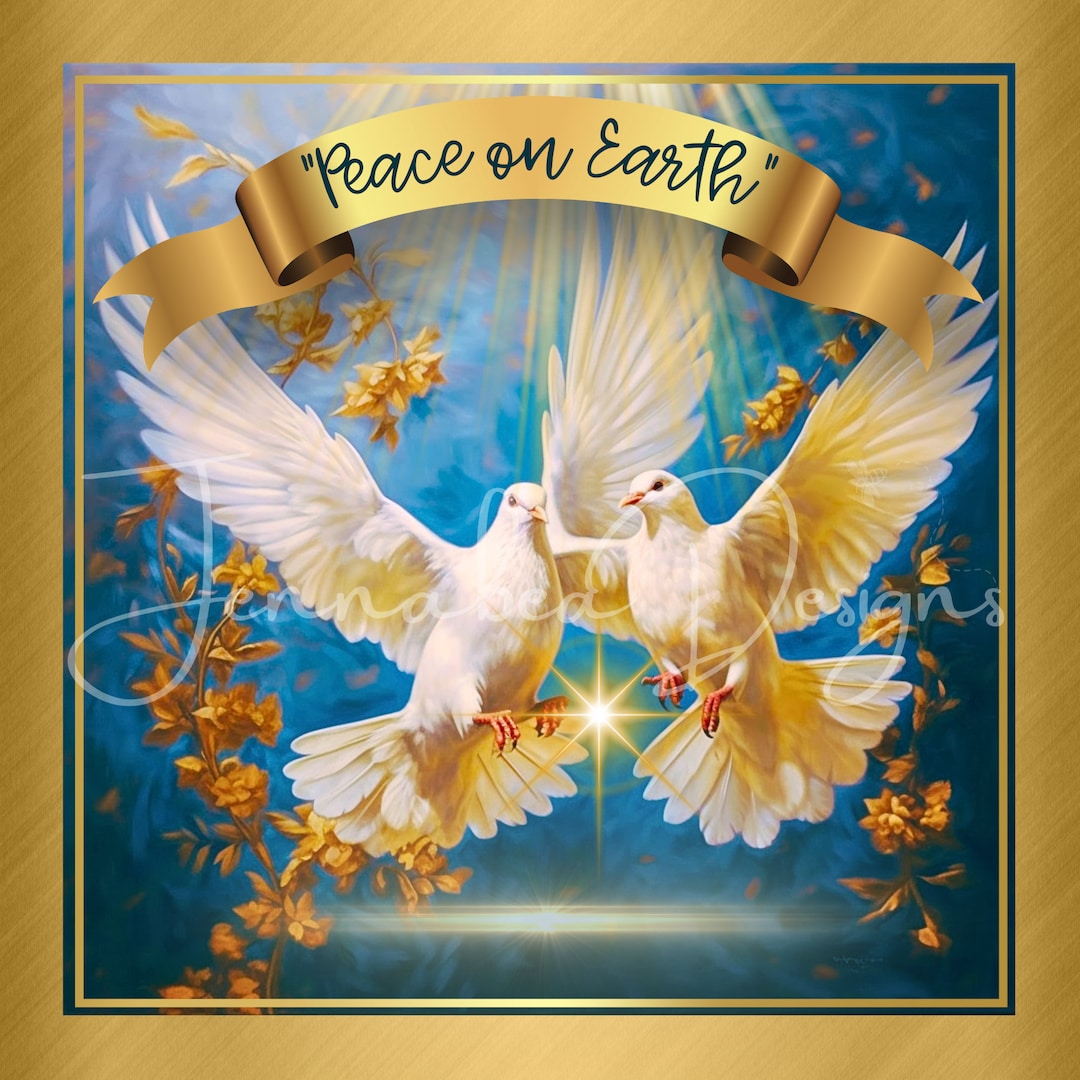 Peace Doves, Peace on Earth, Wreath Sign Design, Square, Sublimation ...