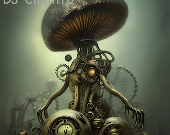Steampunk Mushroom Downloadable Digital Print Surreal Art Trippy ...