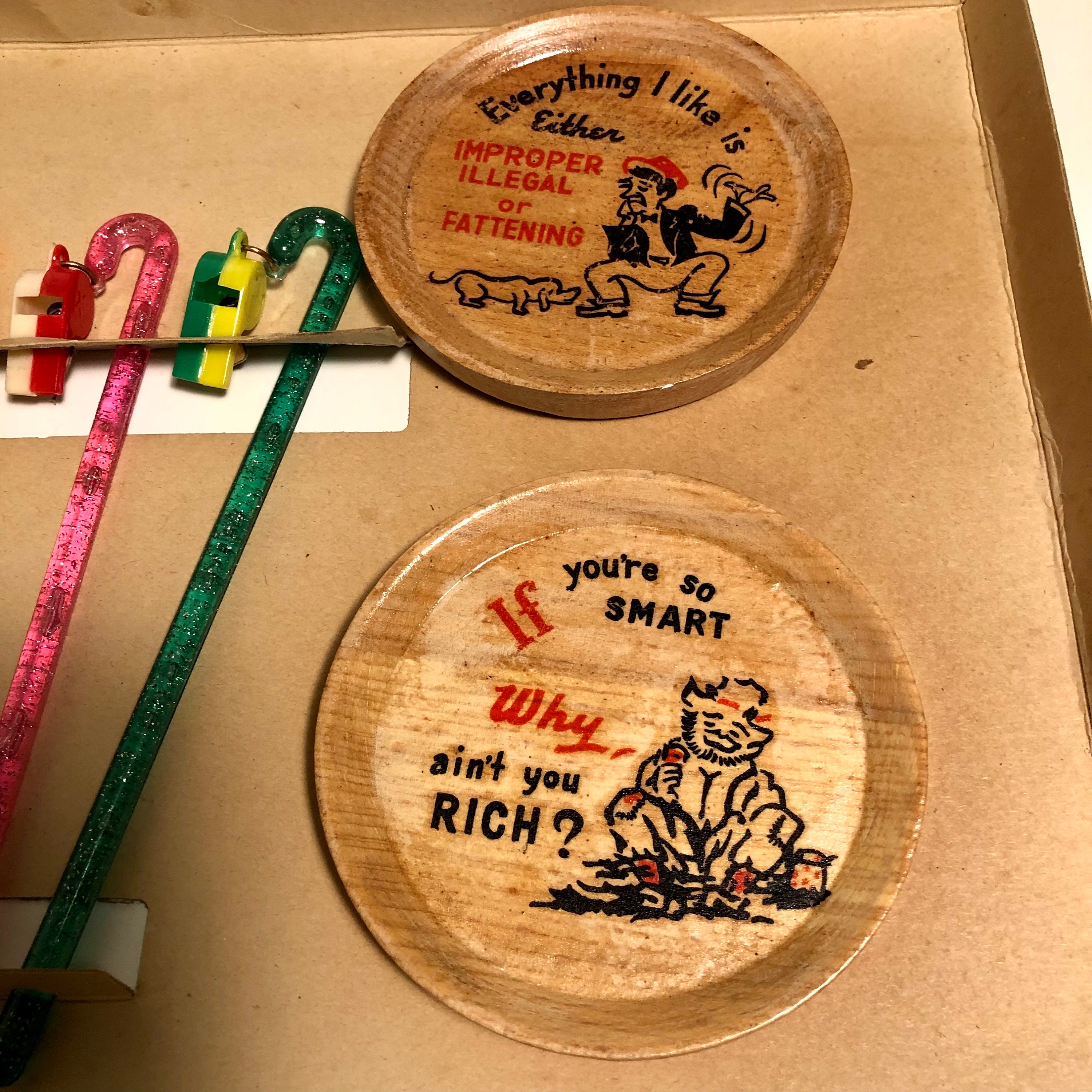 Vintage Whistle for Your Drink, Comic Bar Set Whizzle Sticks With ...