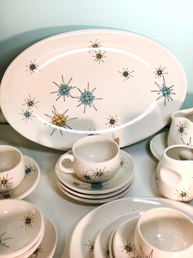 Vintage Franciscan Starburst Dinnerware 1950s Star Design MCM Mid Century Modern Atomic Star ...