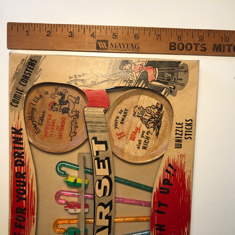 Vintage Whistle for Your Drink, Comic Bar Set Whizzle Sticks With ...