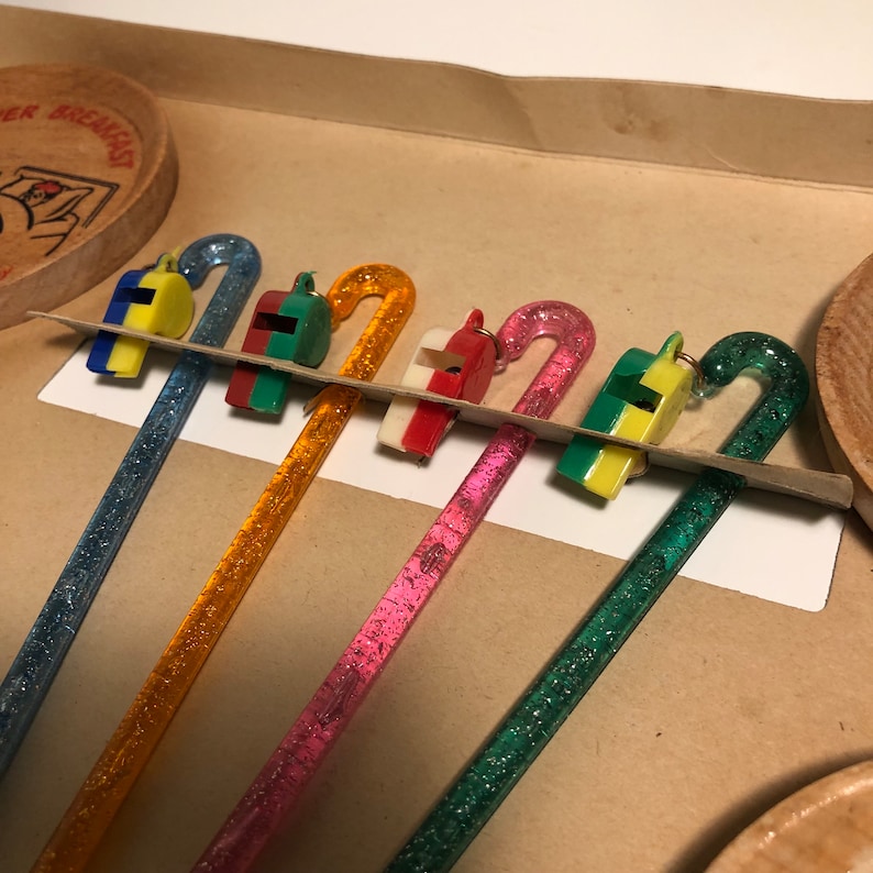 Vintage Whistle for Your Drink, Comic Bar Set Whizzle Sticks With ...
