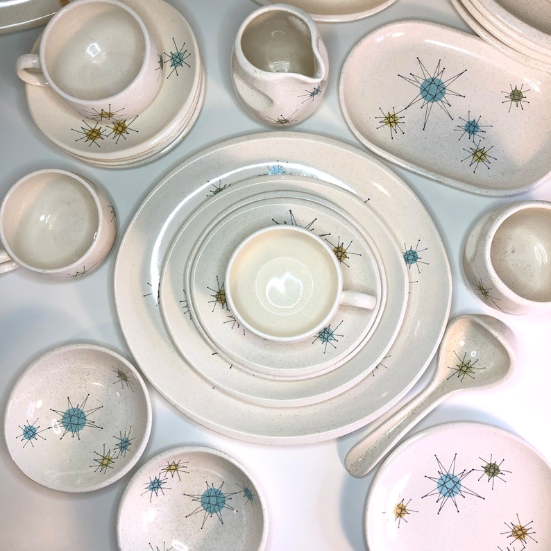 Vintage Franciscan Starburst Dinnerware 1950s Star Design MCM Mid Century Modern Atomic Star ...