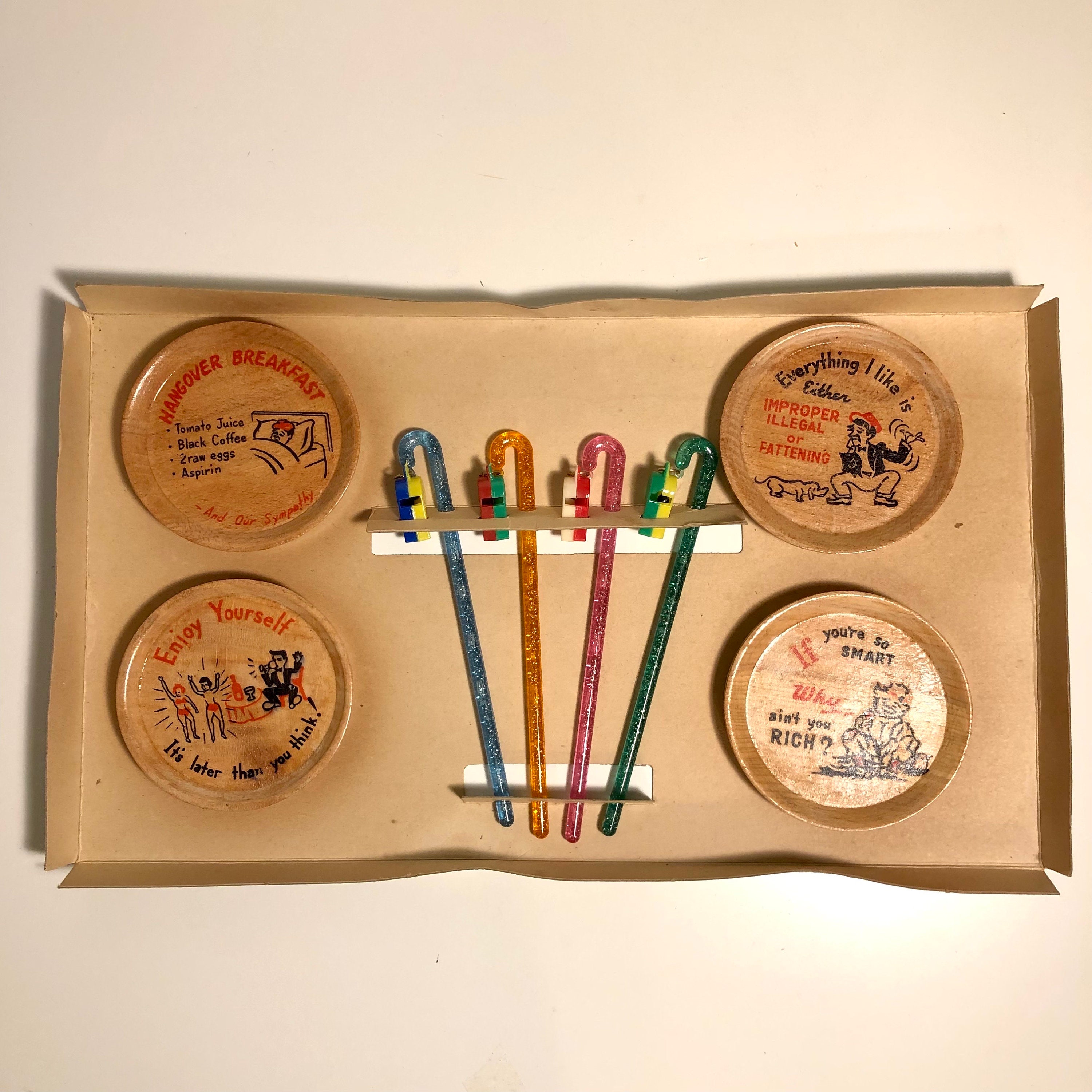 Vintage Whistle for Your Drink, Comic Bar Set Whizzle Sticks With ...