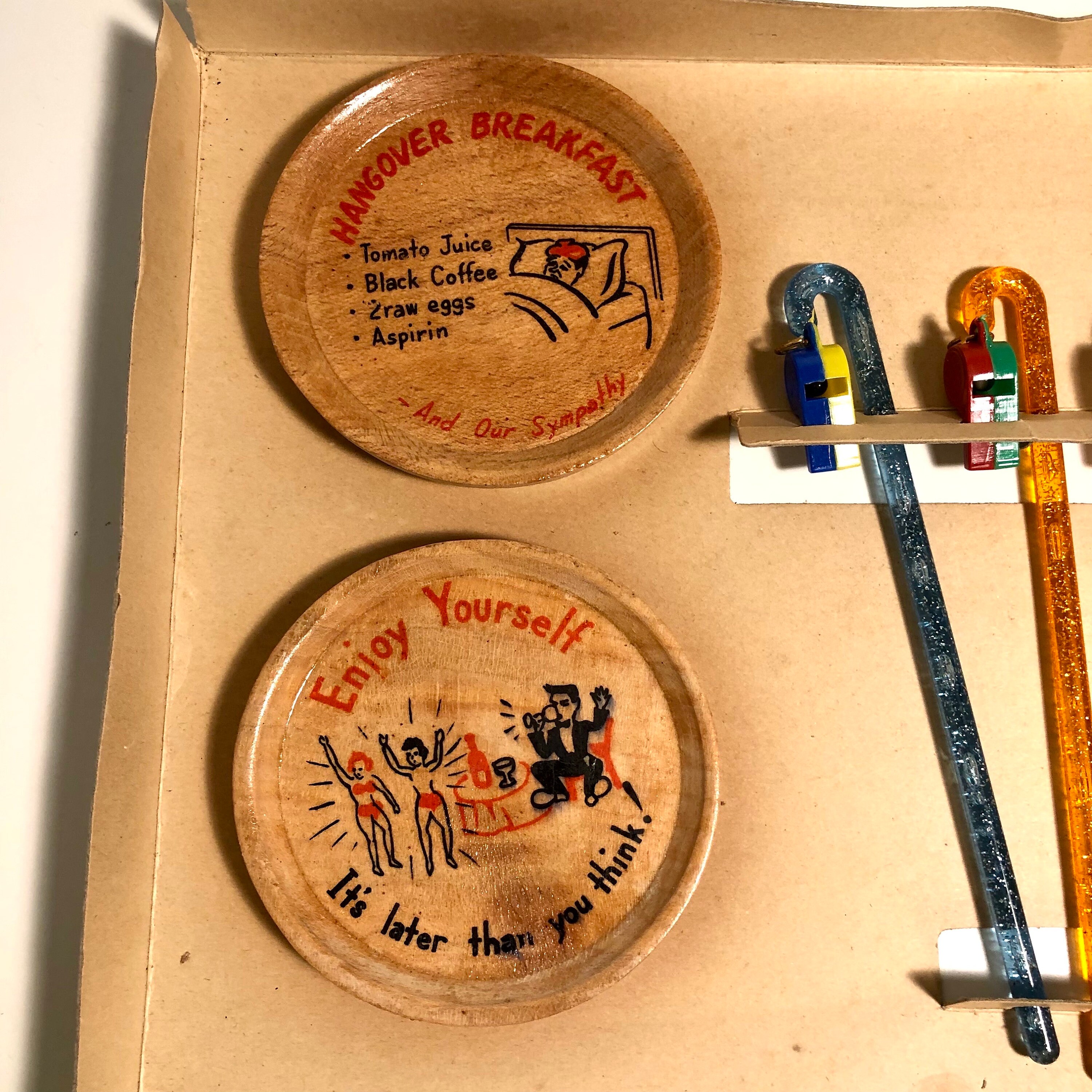 Vintage Whistle for Your Drink, Comic Bar Set Whizzle Sticks With ...