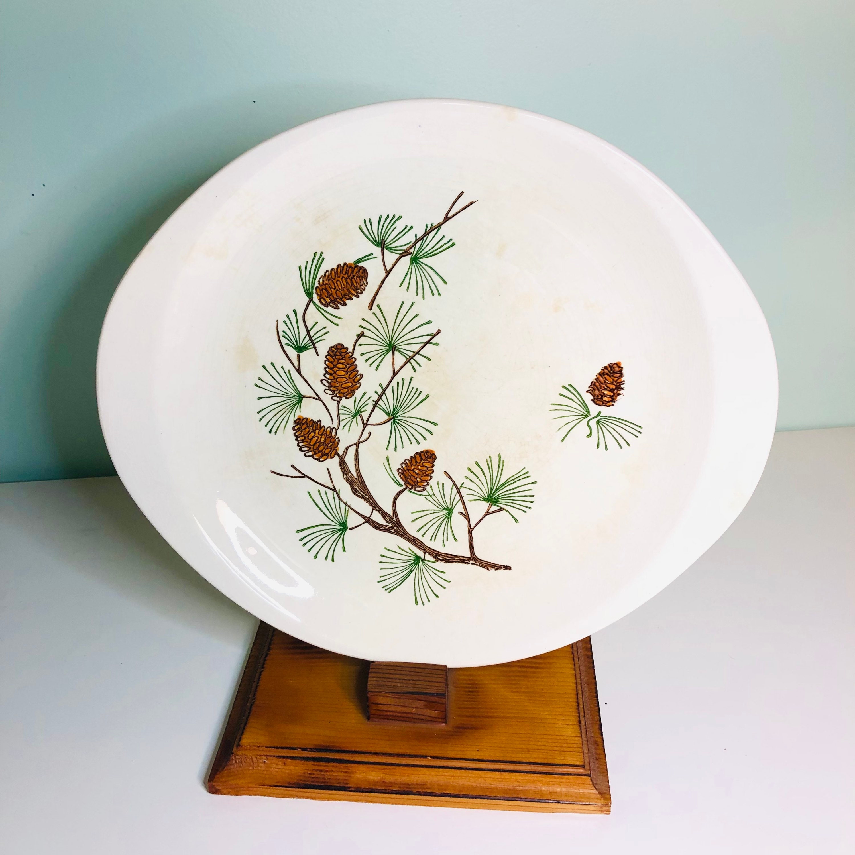 Vintage Stetson Marcrest Misty Pine Cone Platter 1950s 1960s Mid ...