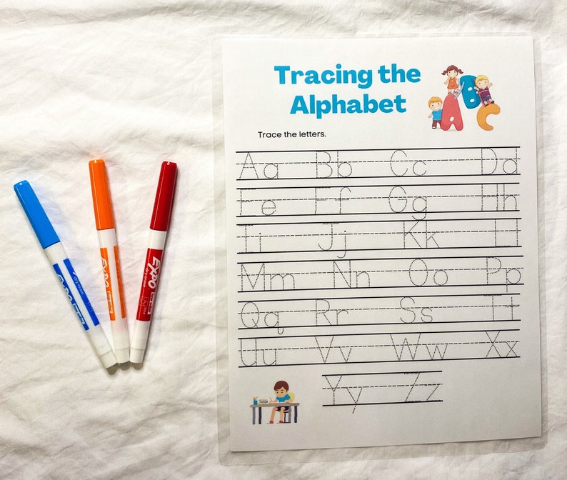 Trace the Alphabet Printable Worksheet - Etsy