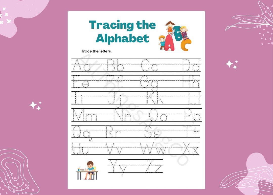 Trace the Alphabet Printable Worksheet - Etsy