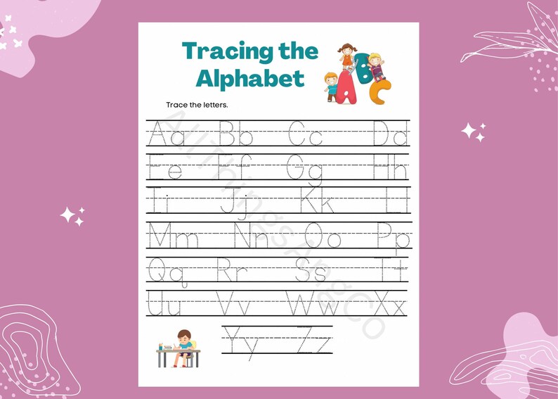 Trace the Alphabet Printable Worksheet - Etsy