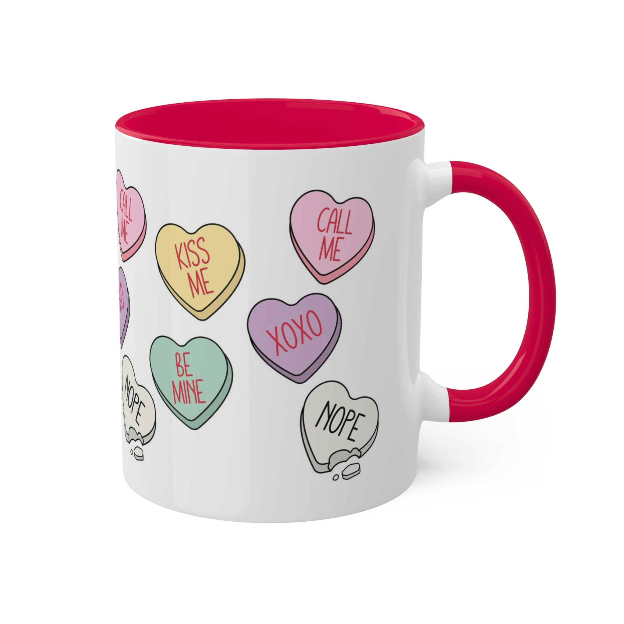 Conversation Hearts Mug, Valentines Day Mug, Heart Coffee Mug, Gift for ...