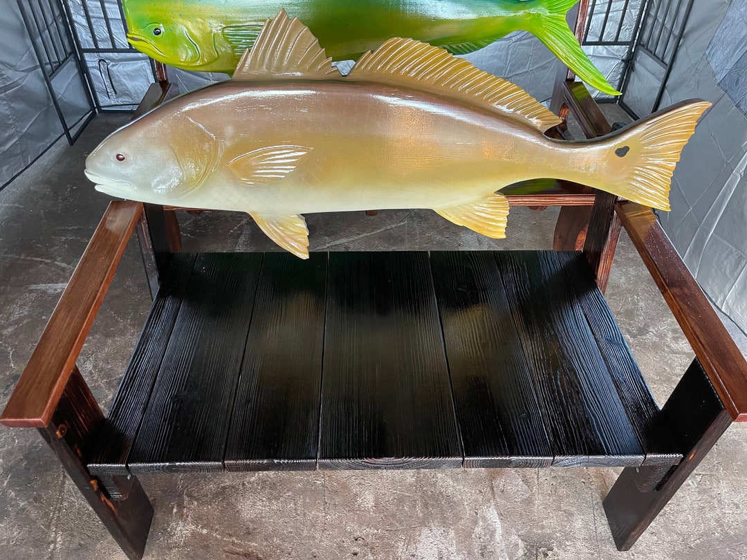 Hand Carved and Painted, Redfish Bench - Etsy