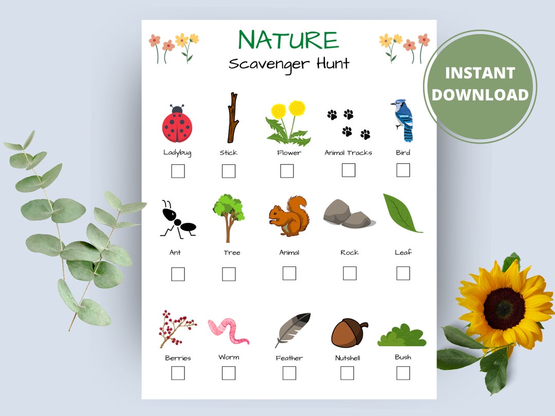 Printable Nature Scavenger Hunt, Outdoor Scavenger Hunt, Outdoor ...