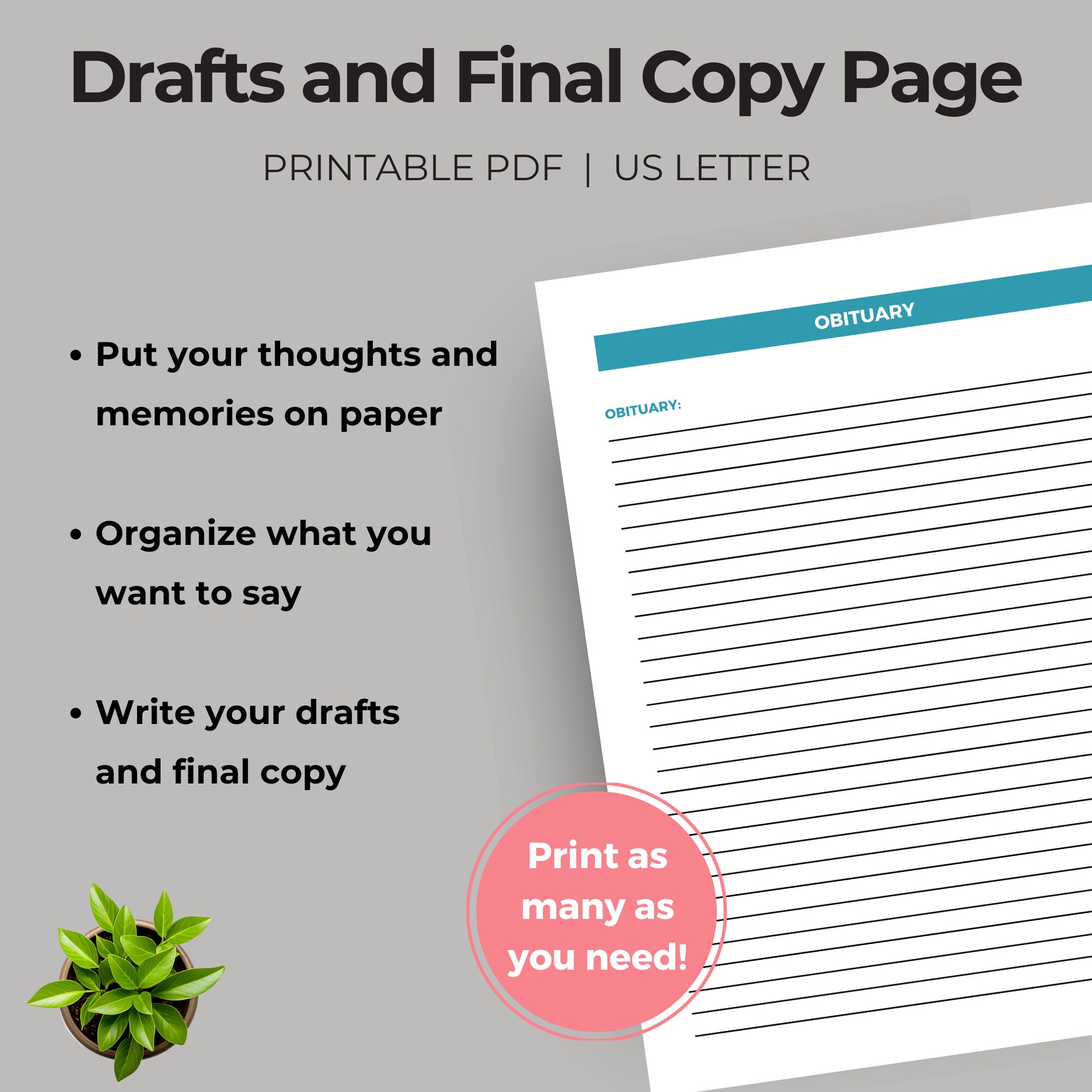 Obituary Planner, Obituary Template, Funeral Program, End of Life ...
